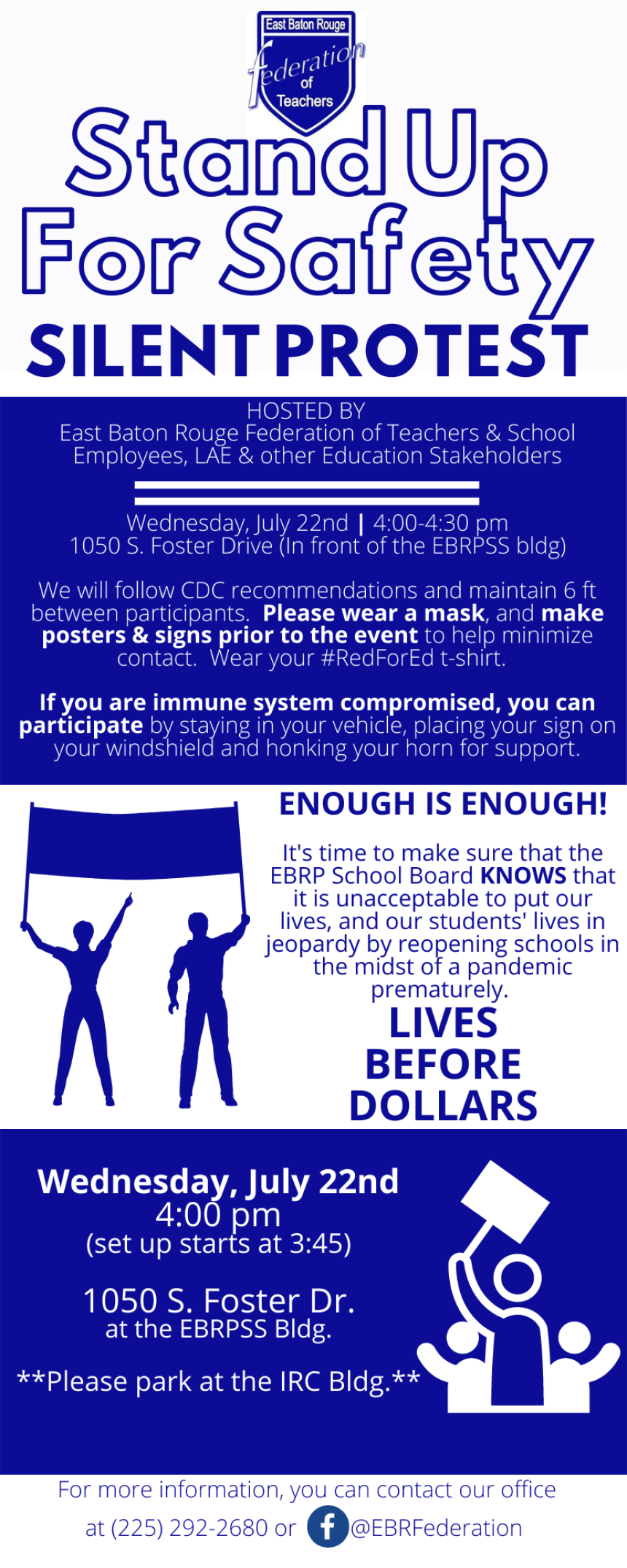 Stand Up For Safety Protest | East Baton Rouge Federation of Teachers